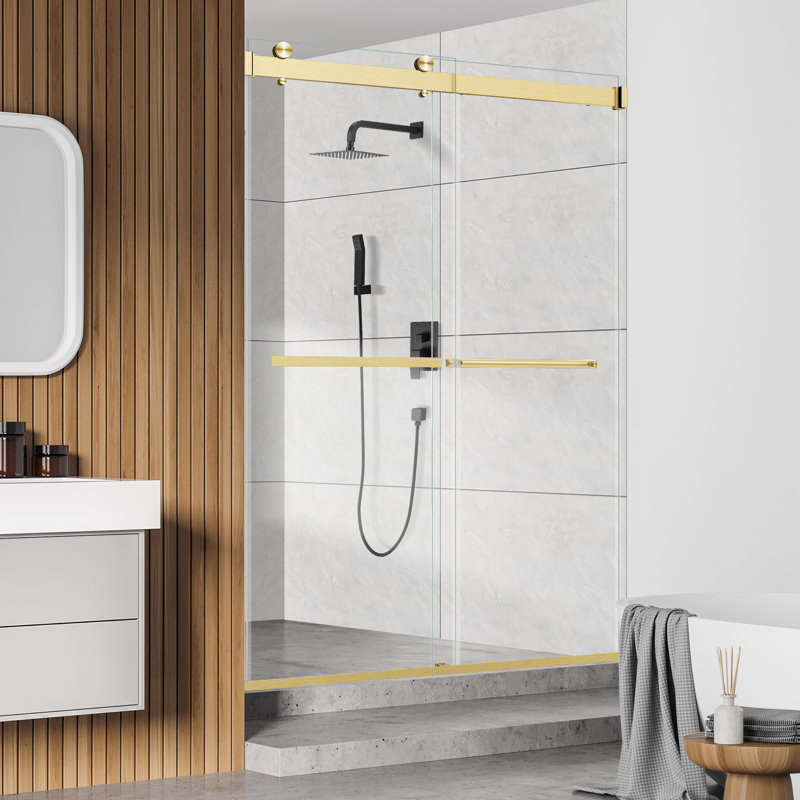 Altair 48" W x 76" H Bypass Frameless Shower Door & Reviews | Wayfair